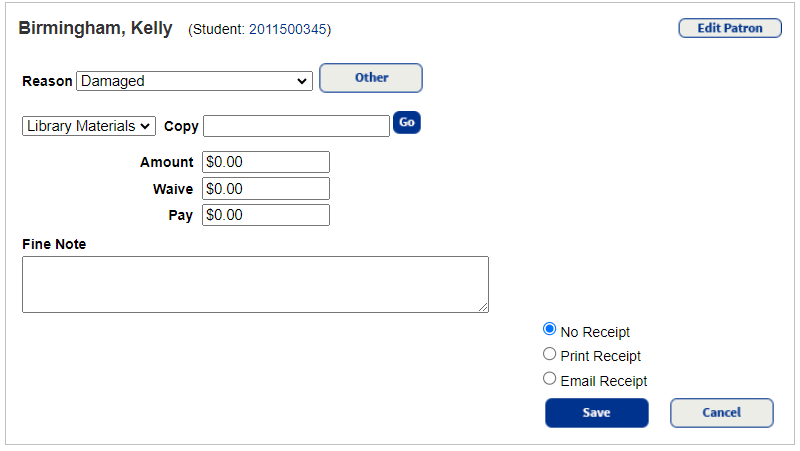 Add and edit fines and record payments