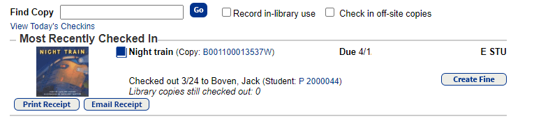 Check in library copies